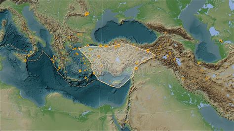Earthquakes Around The Anatolian Plate Wiki Map Stock Illustration