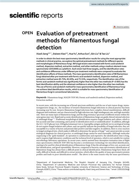 Pdf Evaluation Of Pretreatment Methods For Filamentous Fungal Detection