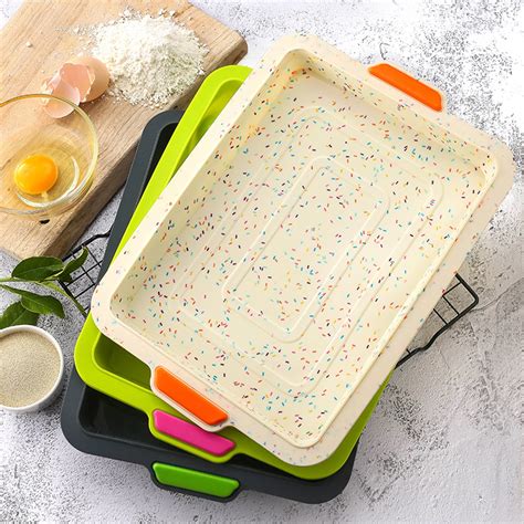 Jiaroswwei Rectangle Non Stick Cake Bread Silicone Baking Tray Pan Mold