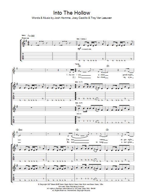 Into The Hollow By Queens Of The Stone Age Guitar Tab Guitar Instructor