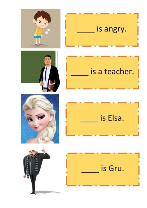 He She Exercise Second Language School Subjects Exercise