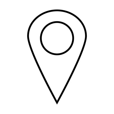 Thin Line Pin Point GPS Location Symbol Map Pointer Flat Design Style Vector Icon On White