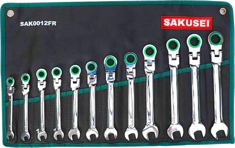 Sakusei Ratchet Spanner Set 12pc Flexi Ratchet Combination Spanner Wrench Set With 12 Point