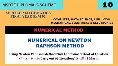 Numerical On Newton Raphson Method Applied Mathematics First Year
