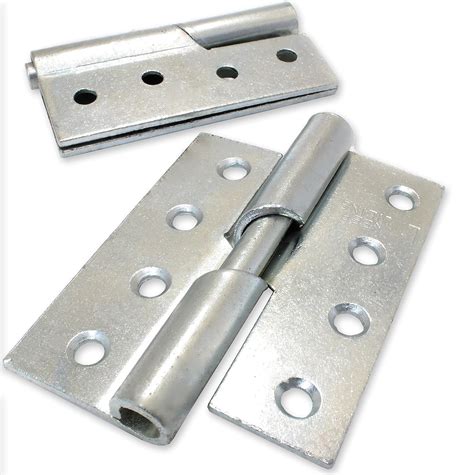 Pair Of Heavy Duty Left Handed Rising Hinges 100mm 4 Thick Silver Zinc