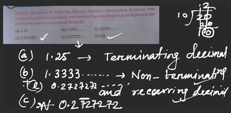 Identify The Nature Of Following Decimal Numbers Terminating Decimals Identify The Nature Of Following Decimal Numbers Terminating Decimals