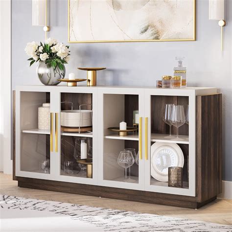 Belleze Sideboard Buffet Cabinet Modern Wood Glass Buffet