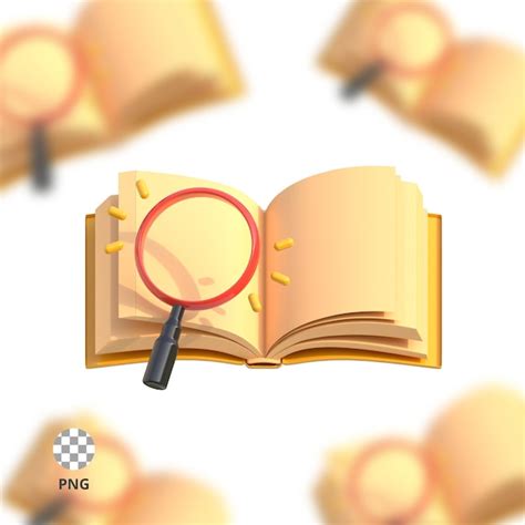 Livro Do ícone 3d Com Uma Lupa Psd Premium