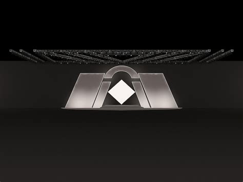 Premium Photo Event White Stage With Square Projection Screen Front