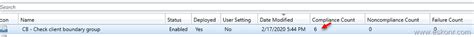 using compliance settings to check client boundary group in
