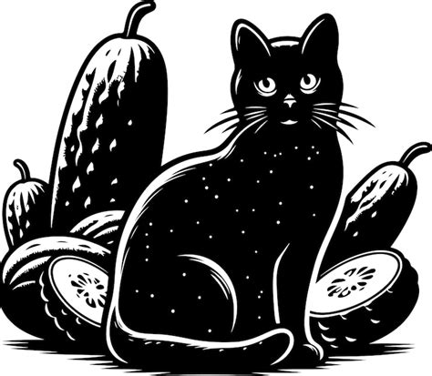Cat Pickle Black Cat Silhouette With Vector Illustration Premium Ai