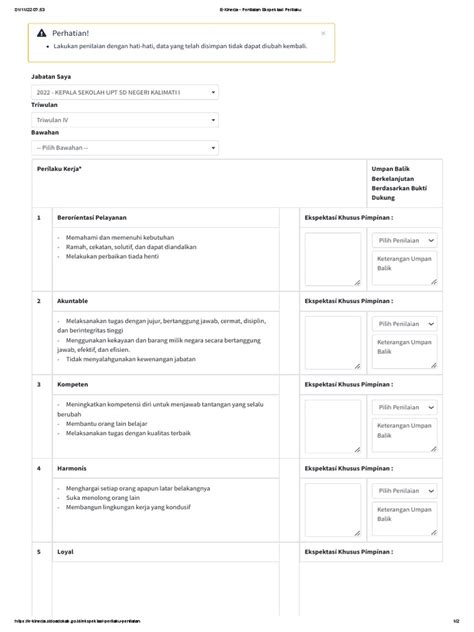E Kinerja Penilaian Ekspektasi Perilaku Pdf