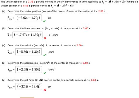 Solved The Vector Position Of A 335 G Particle Moving In