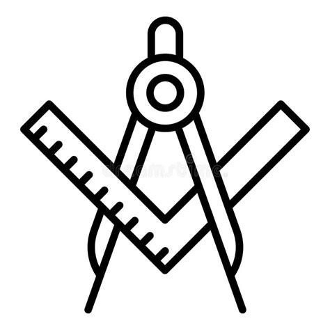 Architect Metal Compass Icon Outline Style Stock Vector Illustration