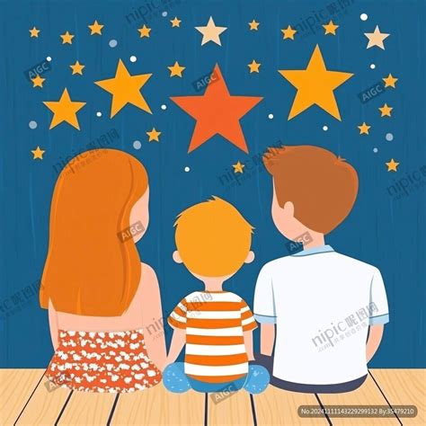 Ai创作图卡通一家人幸福的一家 一家人插画 一家人背影 全家福头像 一家人卡通设计素材 注重家庭家教 一家四口二孩政策 加强家庭教育工作 全家