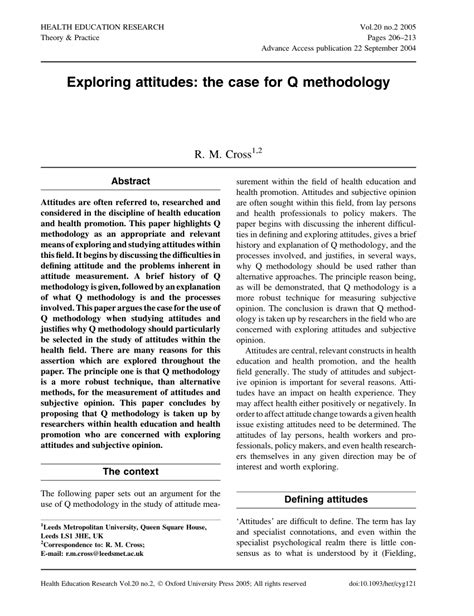 Pdf Exploring Attitudes The Case For Q Methodology