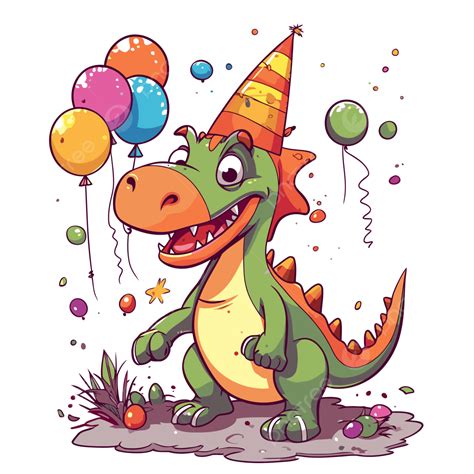 生日恐龙 向量 貼紙剪貼畫卡通恐龍戴著生日帽拿著氣球 貼紙 剪貼畫向量圖案素材免費下載，png，eps和ai素材下載 Pngtree