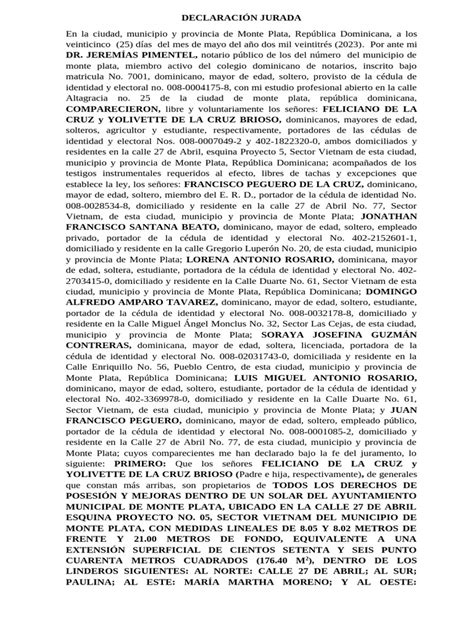 Declaracion Jurada Ayuntamiento Pdf República Dominicana