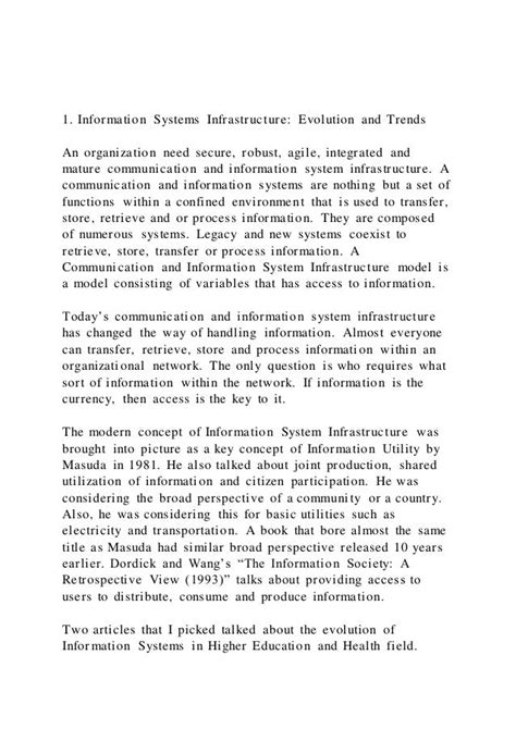 1 Information Systems Infrastructure Evolution And Trendsa Docx
