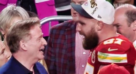 Mics Captured Travis Kelce Roger Goodell Super Bowl Convo