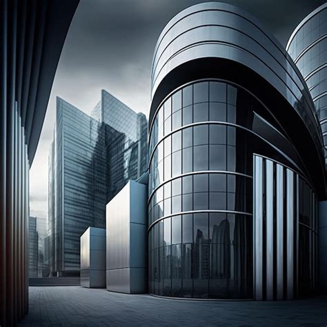 Premium Photo A Large Building With A Large Glass Facade And A Large