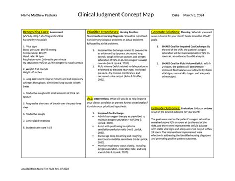 Module 8 Oxygenation Module Pneumonia Name Matthew Pazhuka Clinical