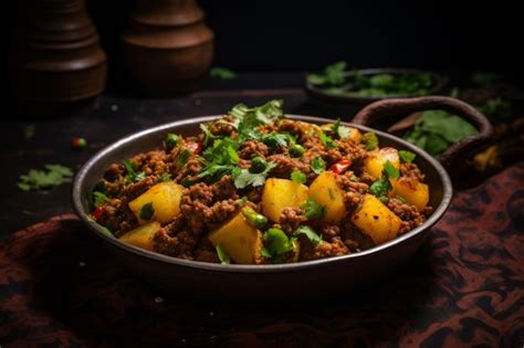 Premium Ai Image Keema Aloo Ground Beef And Potatoes Indian Food