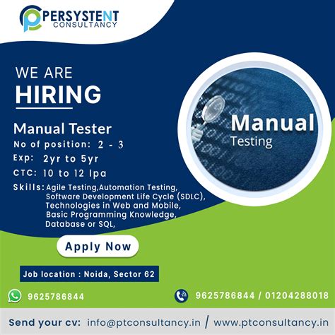 Hiring Manual Tester Experience 2 To 5 Years Ctc 10 To 12 Lpa