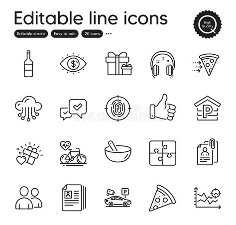 Set Of Business Outline Icons Contains Icons As Business Vision