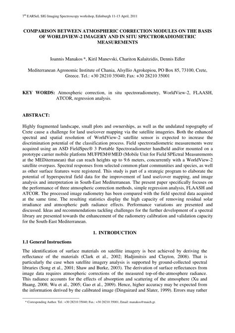 Pdf Comparison Between Flaash And Atcor Atmospheric Correction Modules On The Basis Of Worldview