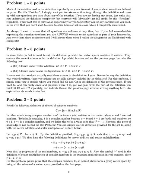 Solved Recall The Following Definition Of A Vector Space Chegg