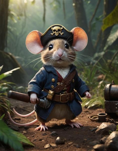 A Mouse With A Gun And A Gun In The Jungle Premium Ai Generated Image