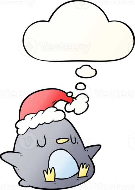 Pingouin De Dessin Animé Mignon Et Bulle De Pensée Dans Un Style De