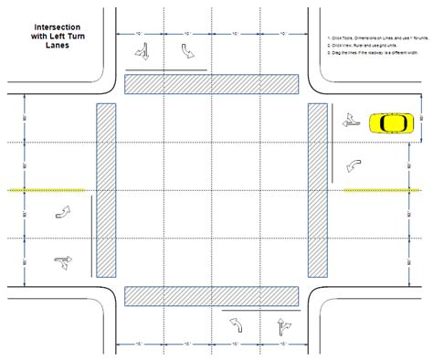 An Intersection With Left Turn Lanes