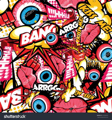 Seamless Repeating Pattern Background Wallpaper Comic Stock Vector Royalty Free 515226322