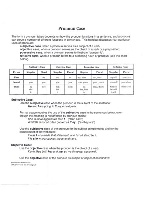 Top Pronoun Case Charts Free To Download In Pdf Format