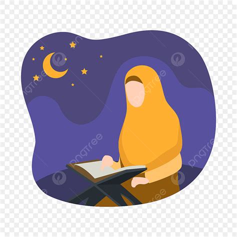 거룩한 꾸란 일러스트를 읽고 이슬람 여자 이슬람교도 이슬람교 삽화 Png 일러스트 및 벡터 에 대한 무료 다운로드