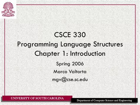 Ppt Csce 330 Programming Language Structures Chapter 1 Introduction