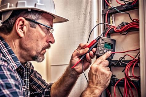 Electrician Using Multimeter To Diagnose Home Wiring Issues Premium Ai Generated Image