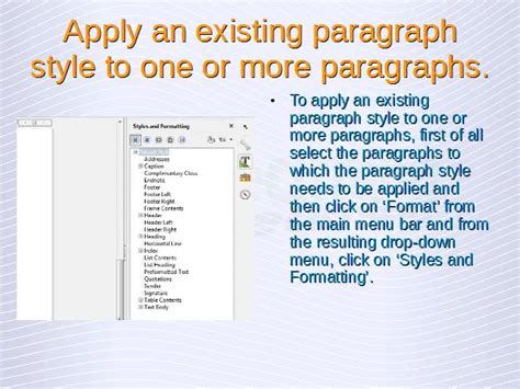 Word Processing Formatting Styles