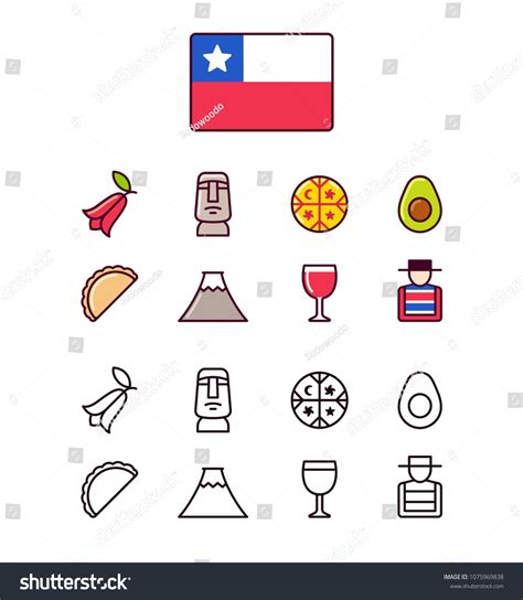 Chile Biểu Tượng Thiết Lập Biểu Vector Có Sẵn Miễn Phí Bản Quyền