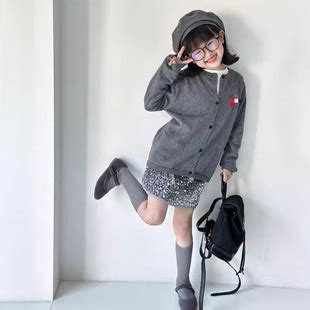 NYPP韩国童装秋季新款女童长袖毛线开衫搭配时髦亮片短裙童套装 阿里巴巴