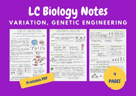 Variation And Genetic Engineering Notes Leaving Cert Biology Etsy