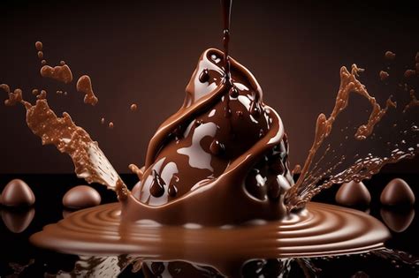 Premium Ai Image Dark Hot Melting Cocoa Chocolate Splash Illustration