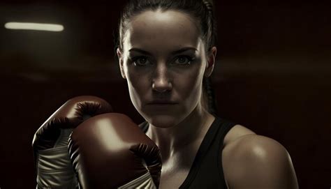 Premium Photo A Woman With Boxing Gloves In Front Of Her Face