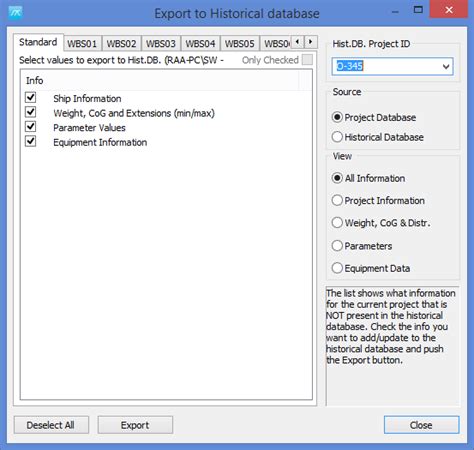2 Shipweight Basics 212 Exporting To The Historical Database