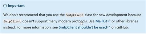 K G Sreeju System Net Mail SmtpClient Is Not Recommended Anymore