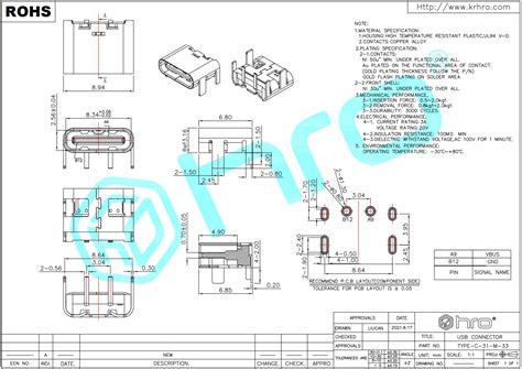 Type C插座 Type C母座 Type C接口 Hro韩荣 Type C 31 M 33 Hro韩荣