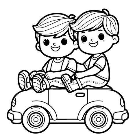 Desenhos De Irmãos No Carro Para Colorir E Imprimir Colorironlinecom