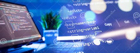 Work From Home Programmer Coding Code On Notebook Screen At Home